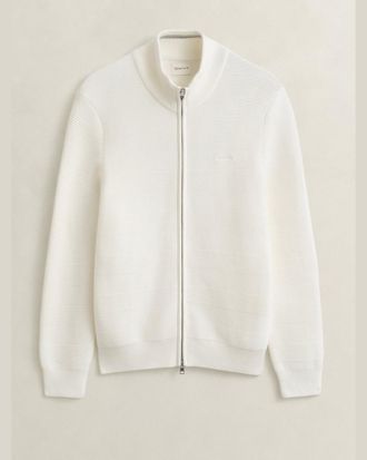 GANT Strickjacke aus Baumwolle mit Struktur und Label-Schriftzug in