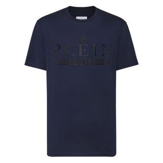 Philipp Plein Homme, Tops, Bleu, Taille: M T-Shirt Col Rond Tattoo
