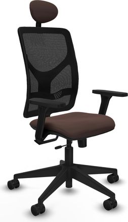 Piqueras y Crespo Sicherheitsstuhl mit 3D-Armen, h&ouml;henverstellbarer Lendenwirbelst&uuml;tze und festem Kopfteil, ausgestattet mit Syncro/Traslack und Schneideschaum, Schwarz