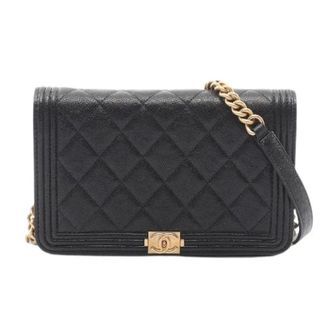Chanel Pre-owned Boy Sac &Eacute;paule en Cuir Caviar - Femme - Pre-owned - Noir - Taille: ONE Size