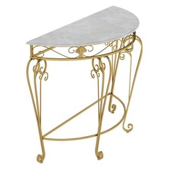 Generic YVYKFZD Table Console Demi-Lune, Table dEntr&eacute;e Industrielle, Tables dAppoint Console dEntr&eacute;e &agrave; Cadre m&eacute;tallique, Consoles Meuble avec Plateau en Imita