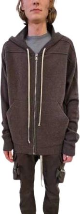 Rick Owens Homme, Pulls, Brun, Taille: M Sweat &agrave; Capuche Zipp&eacute;
