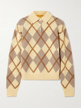 Guest In Residence Pull Façon Polo En Laine Mélangée À Motif Jacquard - Jaune