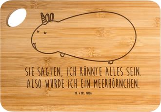 Mr. & Mrs. Panda Holzbrett Einhorn Meerschweinchen - Geschenk, Schneidebrett, Einh&ouml;rner, Brettchen, Unicorn, Fr&uuml;hst&uuml;cksbrettchen, Meerschwein, Meerh&ouml;rnchen, wurstbrett