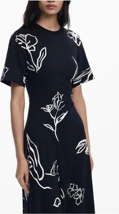 Desigual Femme, Robes, Noir, Taille: 36 FR &Eacute;l&eacute;gante Robe Midi en Coton