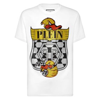 Philipp Plein Homme, Tops, Blanc, Taille: 2XL T-shirt Col Rond SS Tee Duck 1978