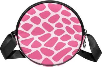 Generic Sac &agrave; bandouli&egrave;re Circle pour femme, petit sac &agrave; bandouli&egrave;re rose avec fermeture &eacute;clair, bretelles r&eacute;glables, sac &agrave; main rond d&eacute;contract&eacute; pour femmes 
