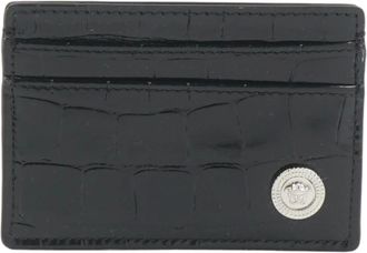 Versace Homme, Accessoires, Noir, Taille: ONE Size Porte-cartes en cuir imprim&eacute; croco
