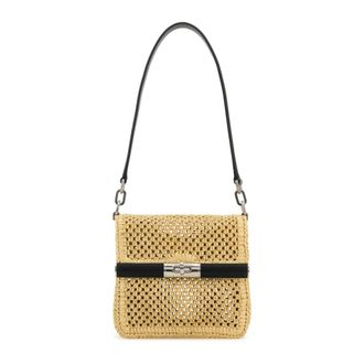 Dolce & Gabbana Rechteckige Schultertasche mit gewebtem Griff oben - - Bags - Damen - Beige - ONE SIZE