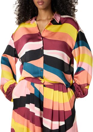 The Drop Bluse für Damen, romantische Ärmel, Abstrakter Druck, S