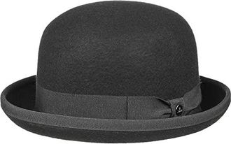 Lierys Chapeau Melon en Feutre Uni Femme/Homme - Made in Italy de Fete avec Doublure, Ruban Gros Grain, Passepoil Hiver Automne Ete Printemps Printemps-ete -