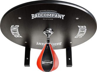 Bad Company Supreme Speedball Plattform Set inkl. Drehkugellagerung schwarz und PU Boxbirne medium schwarz/rot - Boxapparat f&uuml;r die Wandmontage BCA-39
