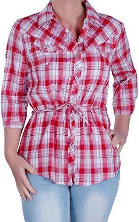 Eye Catch Dames Désinvolte Dames Taille Plus À Damier Cravate Chemisier Chemise