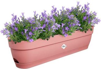 ELHO Vibia Campana Balkonkasten 70 mit Wasserreservoir - Blumentopf Balkon - 100% recyceltes Plastik - Ø 69.0 x H 17.0 cm - Rosa/Puderrosa