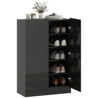 HOMCOM Meuble &agrave; chaussures 2 portes avec fermeture douce, &eacute;tag&egrave;re dentr&eacute;e dentr&eacute;e avec &eacute;tag&egrave;res r&eacute;glables, trous de ventilation, pour 20 paires de chaussures