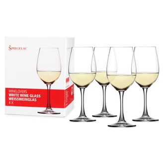 Spiegelau Weißweingläser 380 ml, 4 Stück, Winelovers, 4090182, Weingläser aus Kristallglas, Weißwein Gläser spülmaschinenfest