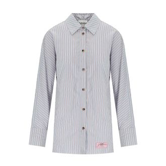 Ganni Gestreiftes Chambray-Hemd - - Blouses & Shirts - Damen - Blau - XS