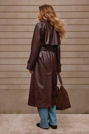 Next Lederjacke Trenchjacke mit G&uuml;rtel aus Kunstleder, Kroko-Optik (1-St)