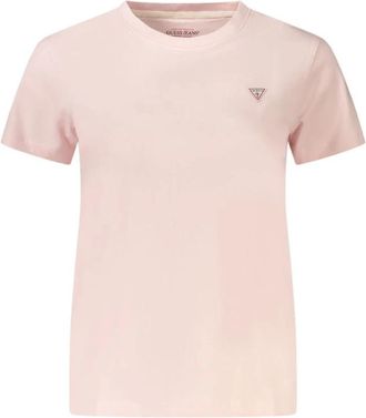 Guess Rosa Baumwoll Crew Neck T-Shirt - - Tops - Damen - Rosa - XS