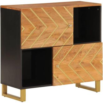 Les Tendances Armoire latérale marron et noir 80x33,5x75 bois de manguier