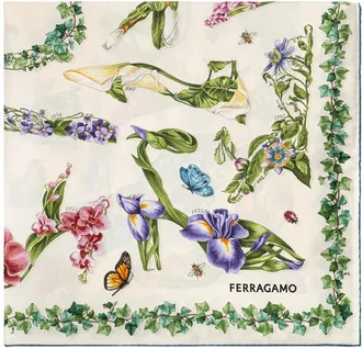 Ferragamo Eden Shoes-print Silk Scarf