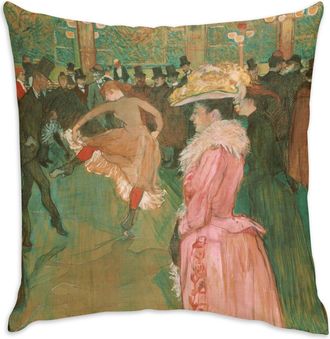 Fabulous Kissen aus Samt, weiß, Toulouse Lautrec Moulin Rouge Impressionismus, 40 x 40 cm, samtige Haptik, Bezug und Kissen enthalten