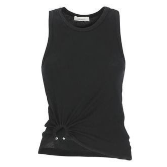 Paco Rabanne D&eacute;bardeur avec piercing signature - Femme - Tops - Noir - Taille: 38 FR