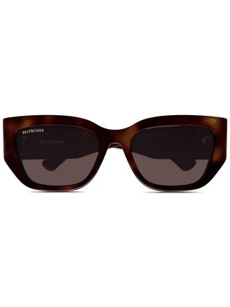 Balenciaga Sonnenbrille mit Logo-Schild - Braun