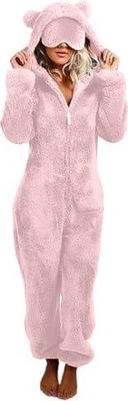 Generic Combinaison dhiver en polaire pour femme - Combinaison en polaire pour femme - Fermeture &eacute;clair - V&ecirc;tement de nuit confortable - Pyjama &agrave; capuche - V&ecirc;