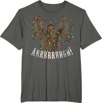 Star Wars Chewbacca Roar Christmas Lights Graphic T-Shirt T-Shirt