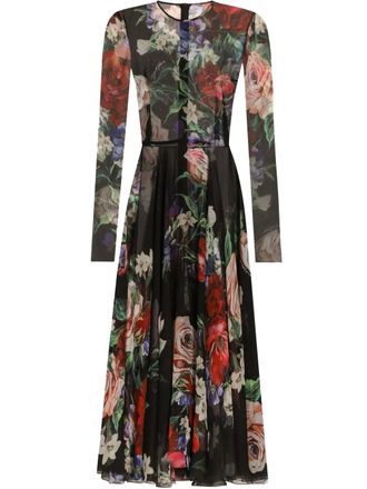 Dolce & Gabbana robe mi-longue à fleurs - Noir