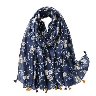 Generic &Eacute;charpe ch&acirc;le en viscose florale 180 cm pour hijab musulman, grande taille, bandeau tendance pour femme, quatre saisons, 30 cm., taille unique