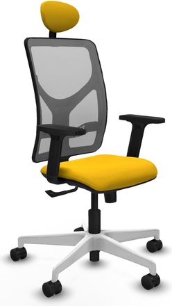 Piqueras y Crespo Schreibtischstuhl mit hoher R&uuml;ckenlehne, mit 2D-Armlehnen, h&ouml;henverstellbare Lendenwirbelst&uuml;tze und festes Kopfteil, ausgestattet mit 3 Positionen, Gr