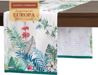 Maison d'Hermine Tropiques Chemin de Table 100 % Coton pour f&ecirc;tes d&icirc;ner Vacances Cuisine Printemps/&eacute;t&eacute; (50cm x 150cm)