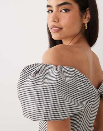 Asos Schulterfreies Sch&ouml;&szlig;chenoberteil mit Vichy-Karomuster, Kombiteil-Mehrfarbig