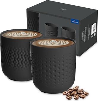 Villeroy & Boch Manufacture Collier Noir Ensemble De Mugs De 2 Pièces, Porcelaine Premium, Noir Mat