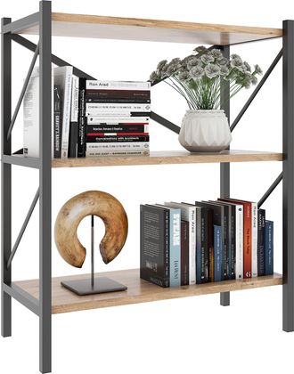 VCM Holz Metall Aufbewahrung Stand Regal B&uuml;cherregal Deko B&uuml;cher Standregal Insasi 2