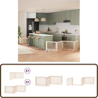 vidaXL vidaXL 6-tlg. Hundetor mit T&uuml;r Faltbar 480 cm Pappelholz