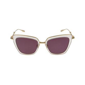 Valentino Daydream II Sonnenbrille Wei&szlig; Gold - - Accessories - Damen - Gelb - 53 MM