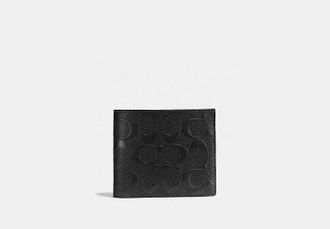 Coach 3-in-1-Geldb&ouml;rse aus Signature-Leder f&uuml;r M&auml;nner in Schwarz