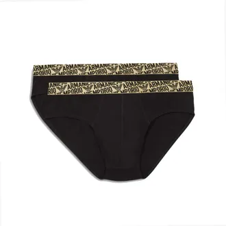 Emporio Armani Homme, Sous-v&ecirc;tements, Noir, Taille: M Slip Homme Logo 2 Pi&egrave;ces