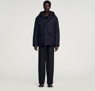 Sandro Parka en laine avec capuche