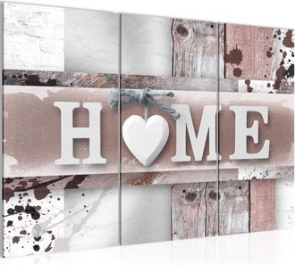 Runa Art Wandbilder Home Herz Bild XXL Wohnzimmer Grau Rosa Mit Spruch 120 x 80 cm 3 Teilig 504531b