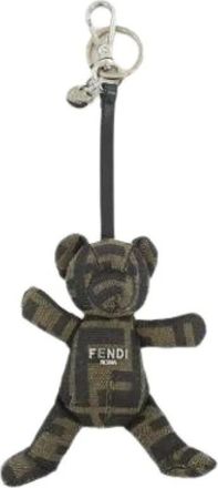 Fendi Pre-owned Pochette &agrave; Cl&eacute;s en Toile - Femme - Pre-owned - Brun - Taille: ONE Size