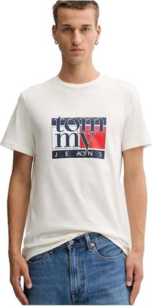 Tommy Jeans Homme, Tops, Blanc, Taille: S TShirt MC logo coton