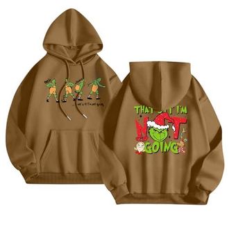 Generic Le Grinch Sweat A Capuche Femme Sweet The 2025 Polaire Deguisement Sweatshirts Vetement Costume Plaid Moche Noel Chaud Noël Pulls Femmes Pilou Pull De