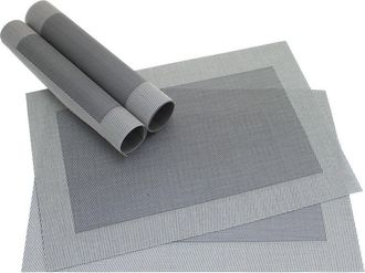 Matches 21 Abwaschbare Tischsets 4er Set in silber schwarz - Platzsets als rutschfeste und hitzebeständige Deko Esstisch Unterlagen in 46 x 33 cm - Tisch Platzde