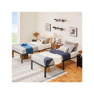 Yaheetech Yaheetech - Lit Simple en Métal Assemblage Simple pour Petits Espaces Adultes 90x200 cm Noir