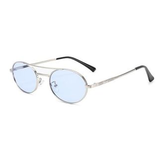 Generic Lunettes De Soleil D&eacute;coratives En M&eacute;tal For Homme, Id&eacute;ales For Les Vacances Et La Conduite(Blue)