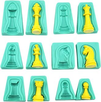 Exceart Excelart 12-teiliges Schachspiel-Form f&uuml;r Fondant, Schach, 3D-Form, Schach, Silikon, Epoxidharz, f&uuml;r Basteln, Kuchen, Schokolade, Bonbons, Wachsmalsti
